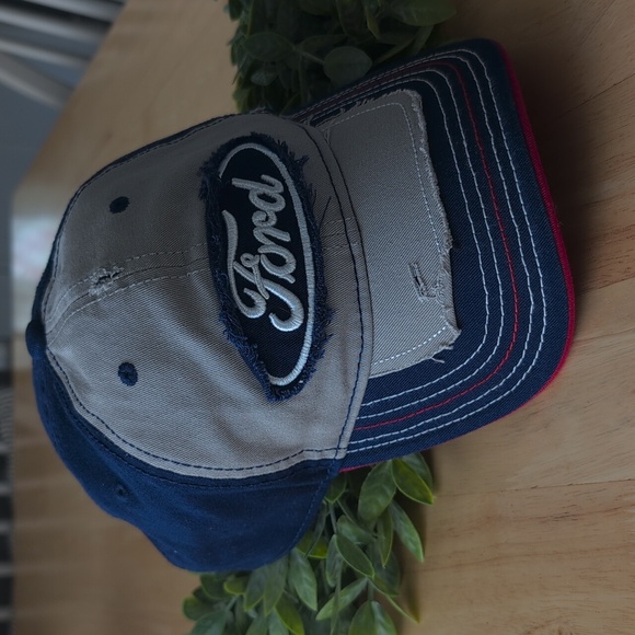 Ford | Accessories | Ford Distressed Blue Gray Red Snapback Trucker Cap ...